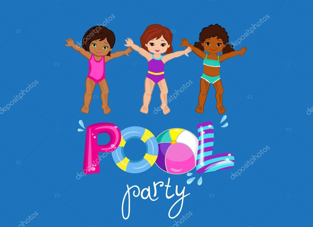 Children's Pool Party isolated on background. Vector Illustration ...