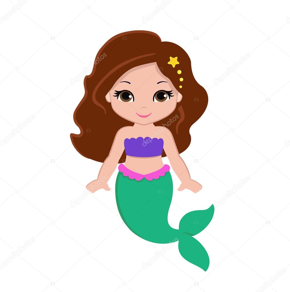 Sirena, Vector, Juega., Hermosa., Fantasía Imagen Vectorial de ...