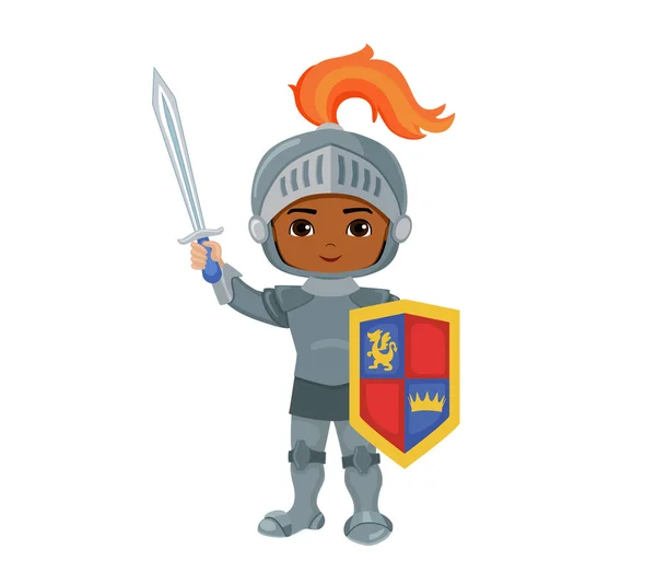 Vector Illustration of little knight isolated on white background ...