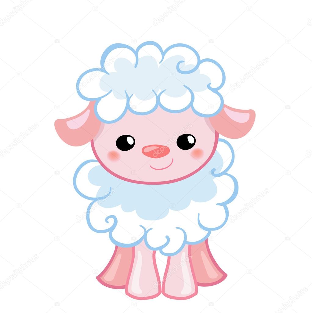 Vector Ilustración lindo cordero en el estilo de dibujos animados. 2024