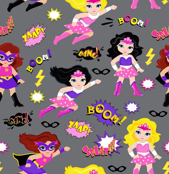 Seamless superhero girls background pattern in vector. Stock Vector ...