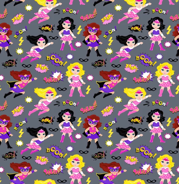 Seamless superhero girls background pattern in vector. Stock Vector ...