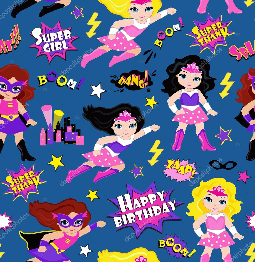 Seamless Superhero Girls Background Pattern In Vector Stock Illustration By ©sandylevtov 95052148
