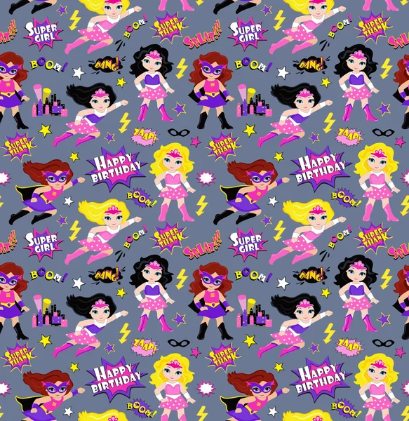 Seamless superhero girls background pattern in vector. Stock Vector ...
