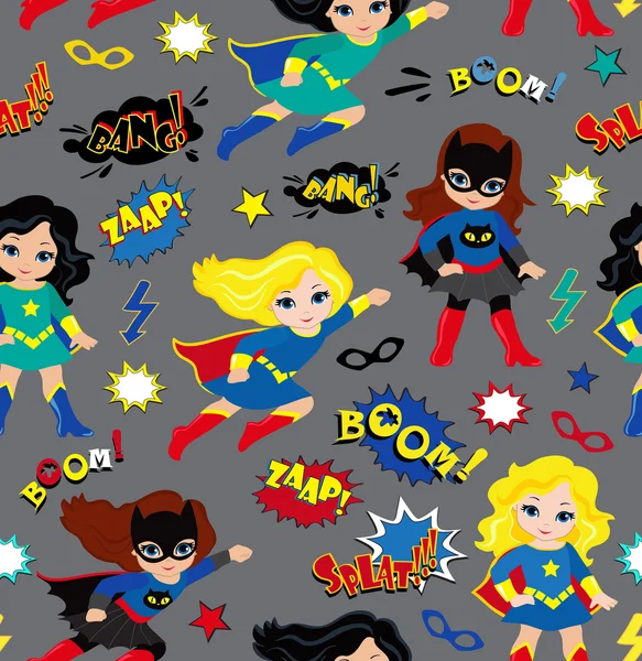 Seamless superhero girls background pattern in vector. Stock Vector ...