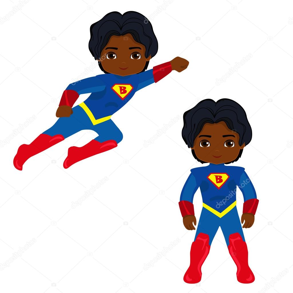 Cute Boy superhero in flight and in standing position.Illustration ...