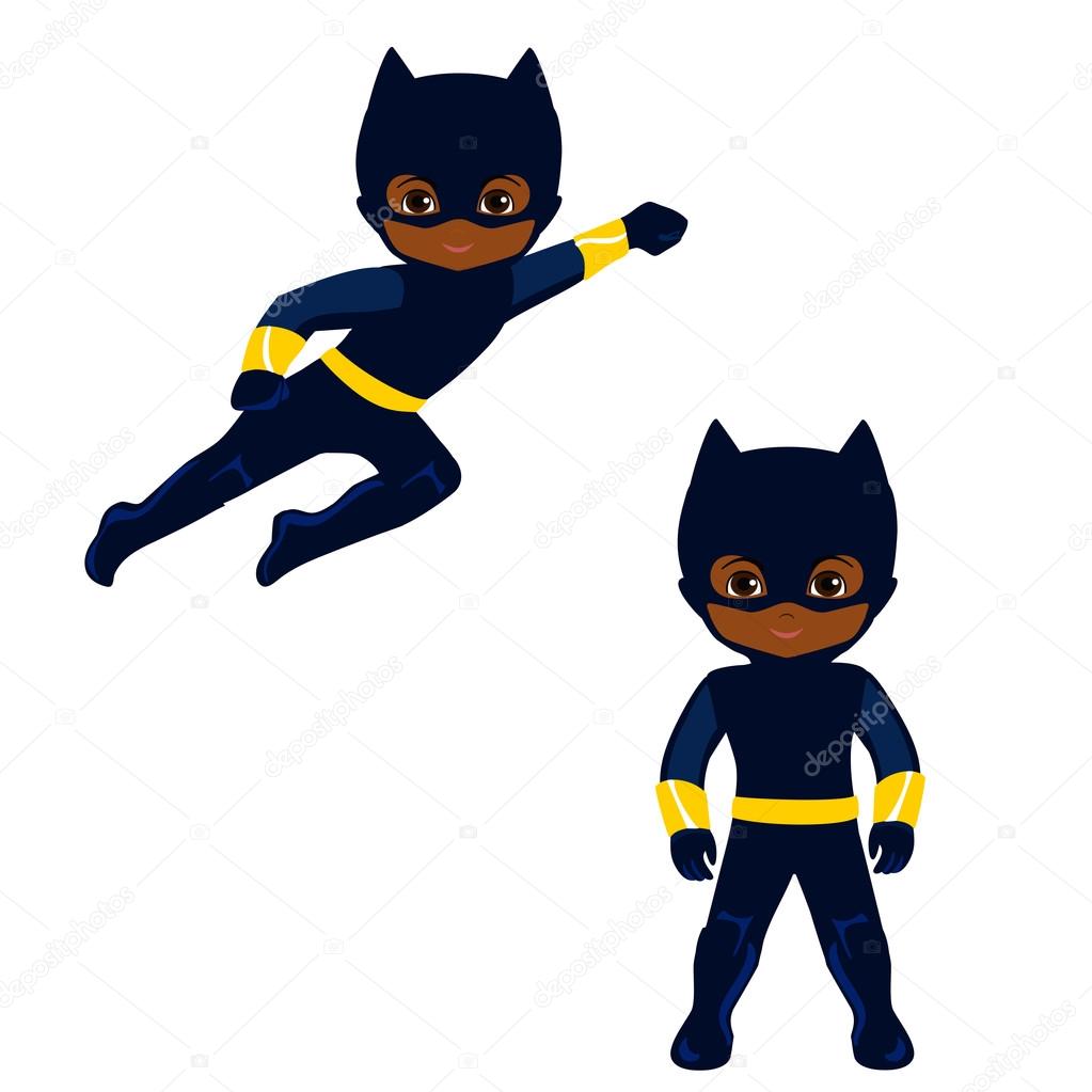 Cute Boy superhero in flight and in standing position.Illustration ...