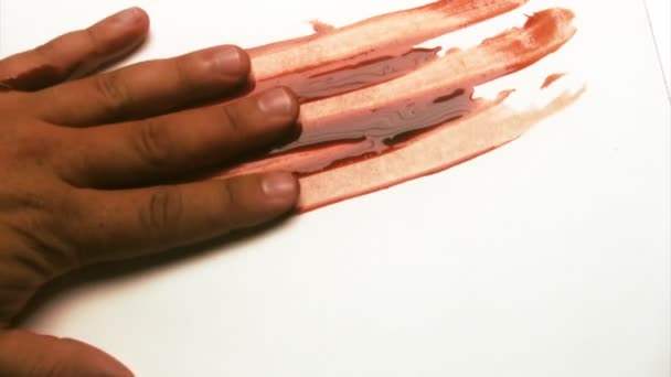 Bloody Hand Smears white surface — Stock Video © swatchandsoda #81647320