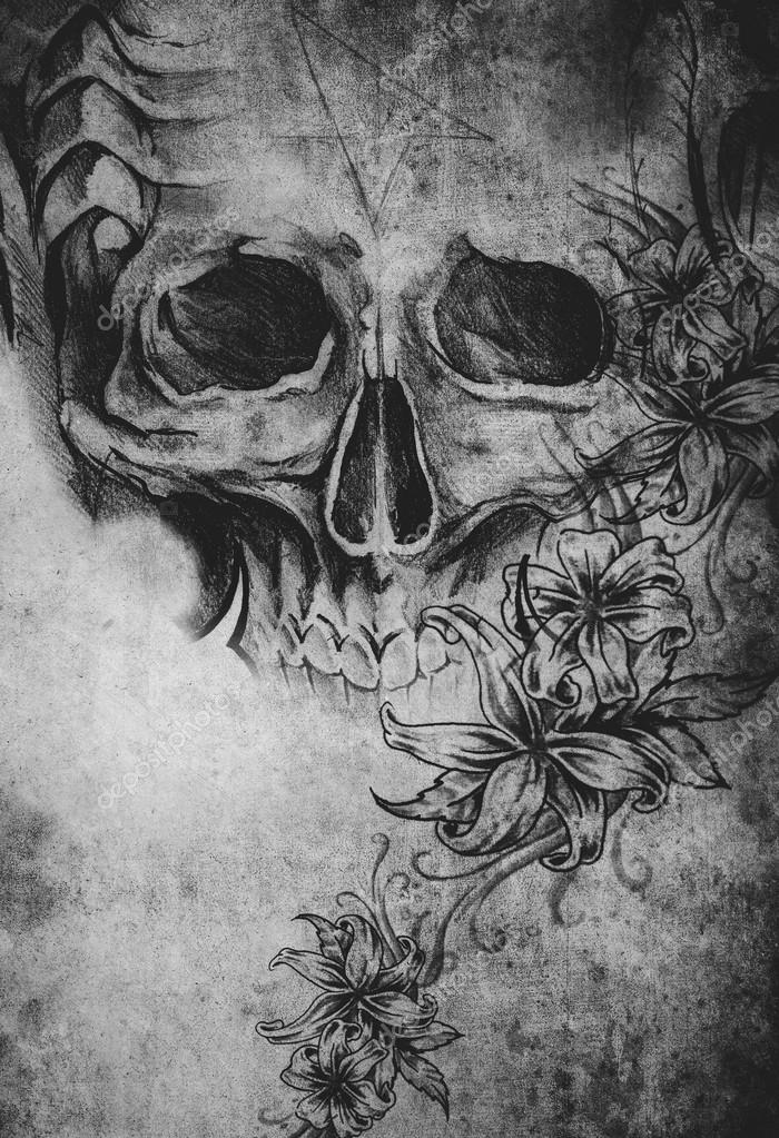 Tattoo Designs Of Skulls On Paper