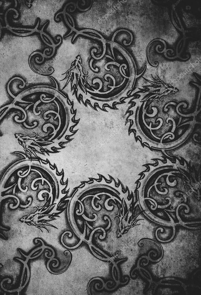 Tattoo group of dragons Stock Photo by ©outsiderzone 80289028