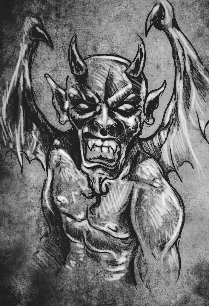 Images: devil tattoo designs | Devil tattoo illustration — Stock Photo ...