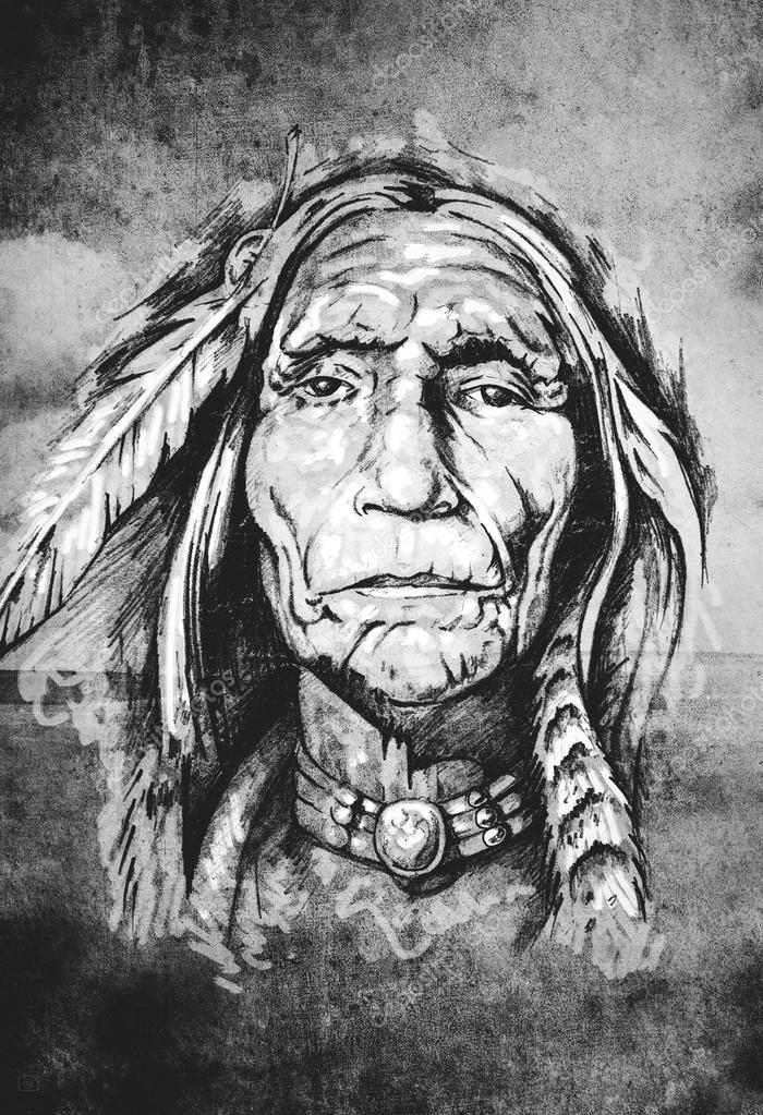 Indian head tattoo illustration Stock Photo by ©outsiderzone 80289462