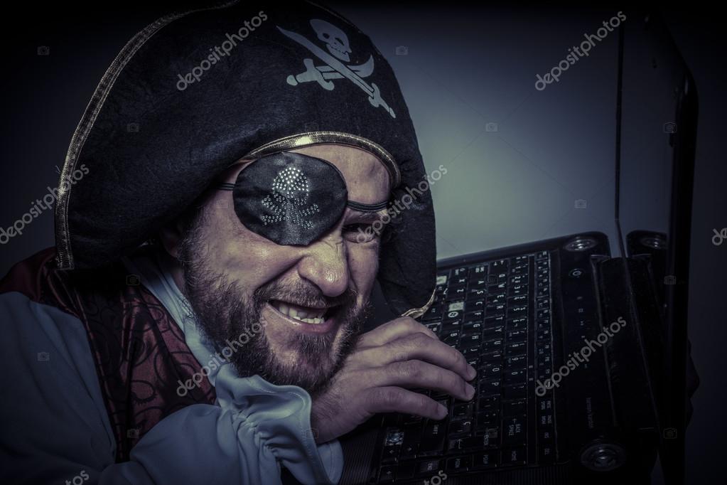 Computer security with hacker pirate ⬇ Stock Photo, Image by ...