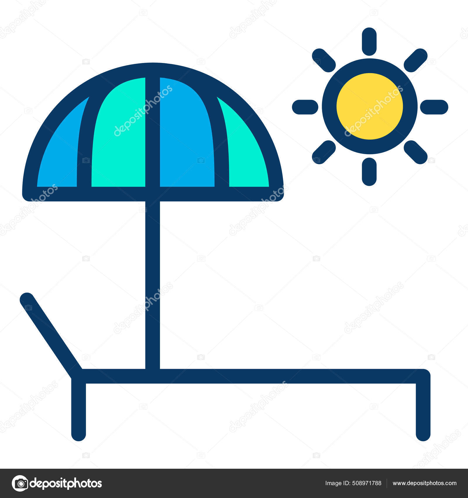 Simple Beach Vector Icon Illustration White Background Stock Vector by ...