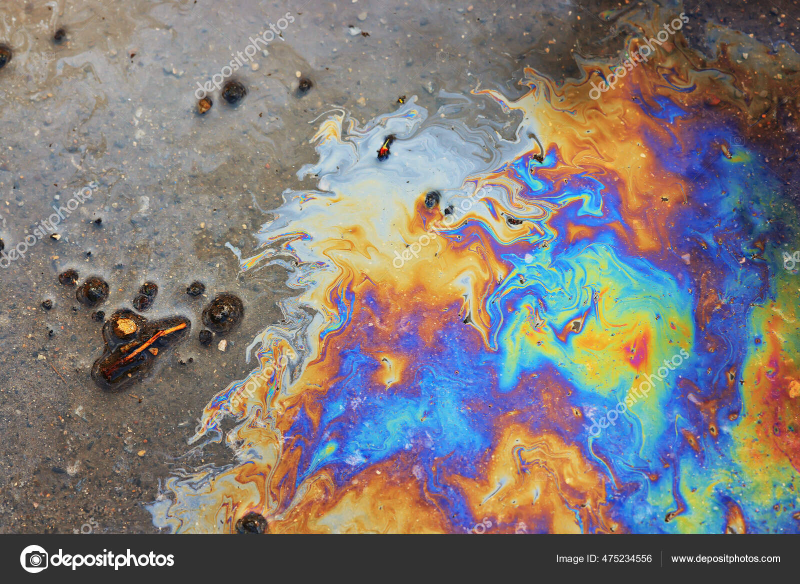 Spilled Gasoline Rainbow Background Industrial Hazard Spill Pollution ...