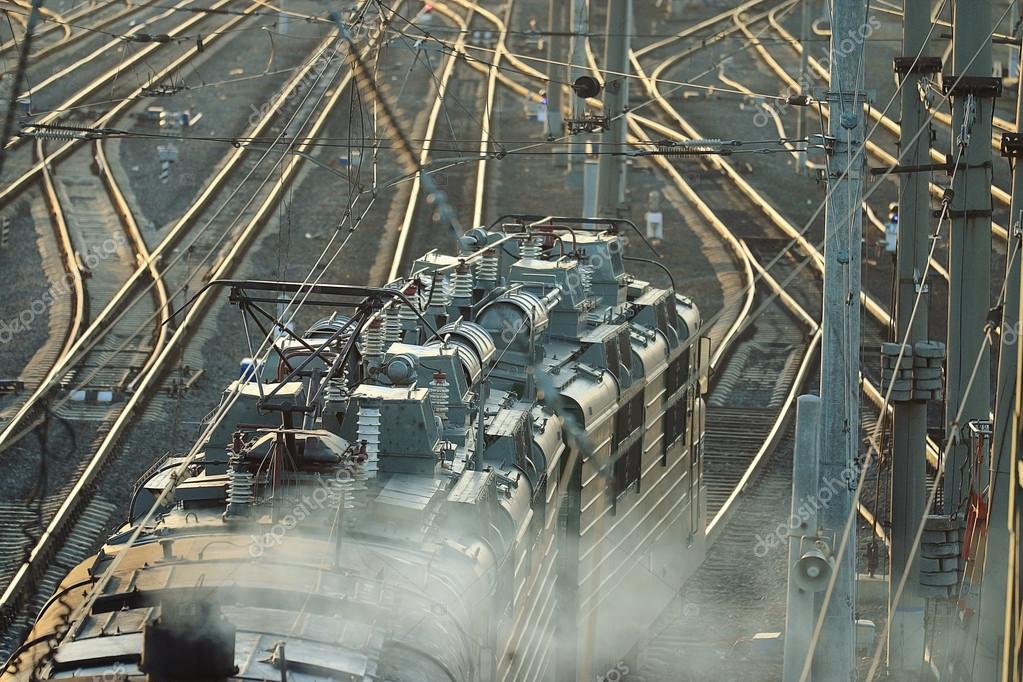 Railroad rails with train ⬇ Stock Photo, Image by © xload #55342845