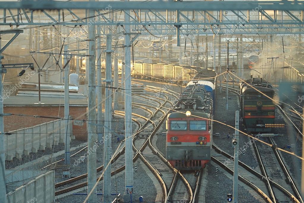 Railroad rails with train — Stock Photo © xload #55343023