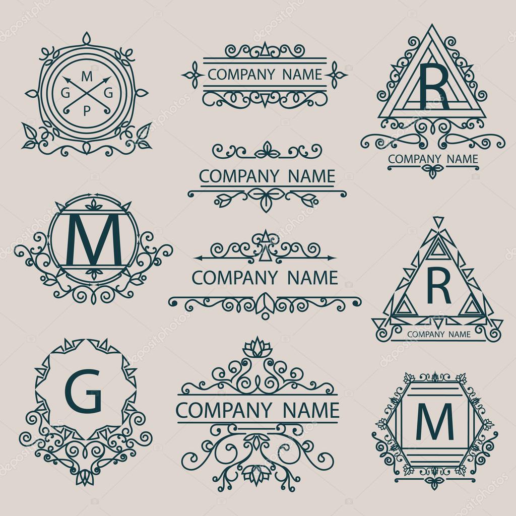 Set emblems, monogram company logos business style Stock Vector Image ...