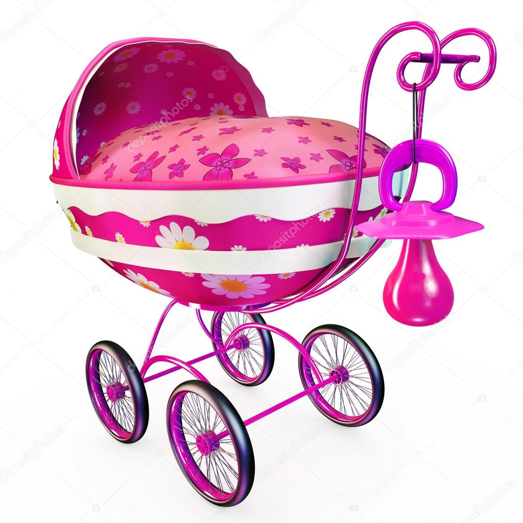 Bonito cochecito de dibujos animados rosa: fotografía de stock ...