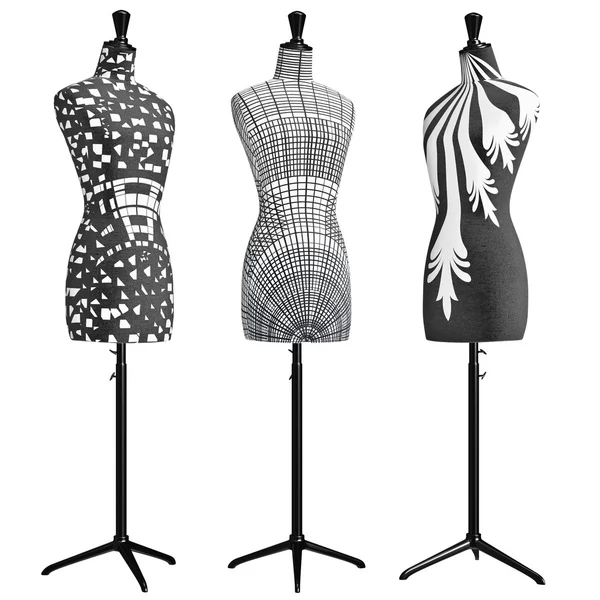 Female mannequins the front with patterned some of elements — Stock ...