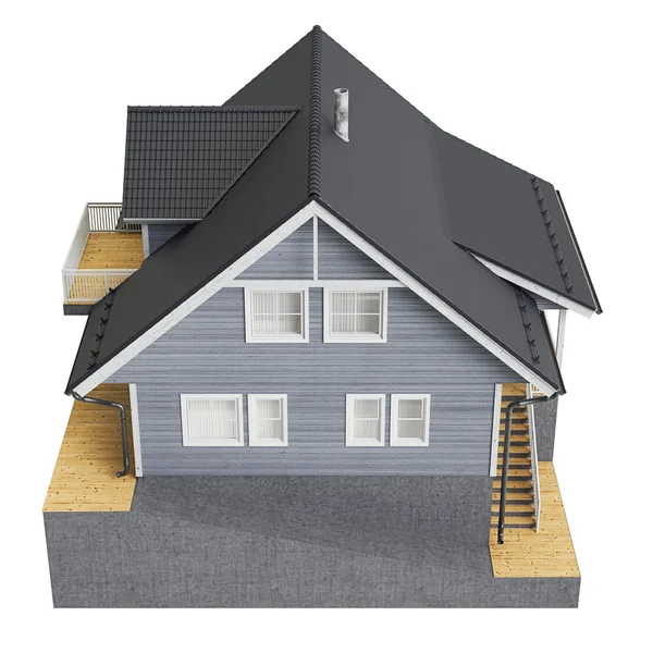 House cottage high roof, front view — Stock Photo © ARTYuSTUDIO #90498974