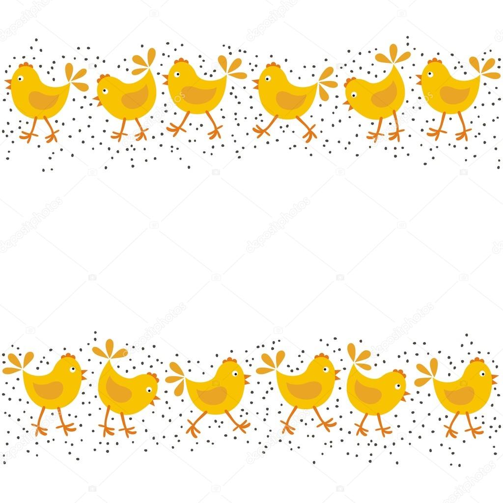 Little yellow chickens Easter spring holidays themed double horizontal ...