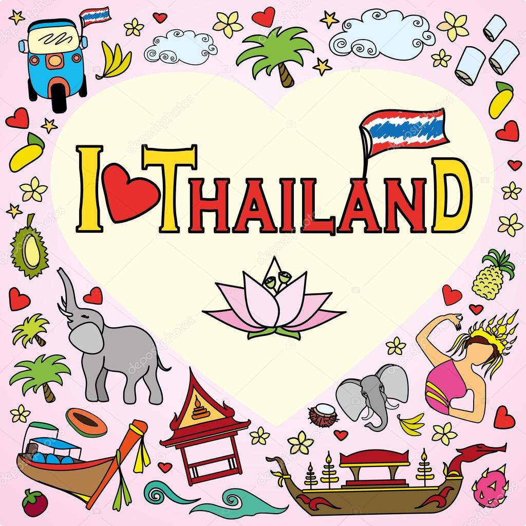 I love Thailand . Set Thai color vector icons and symbols Stock Vector ...