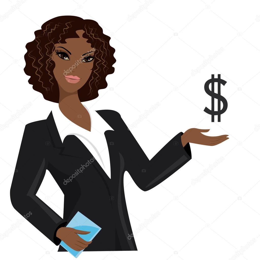 Mujer De Negocios Afroamericana Señalando Tendencias De Negocios Vector