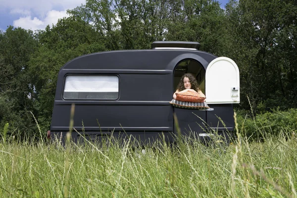 Woman camper van Stock Photos, Royalty Free Woman camper van Images ...