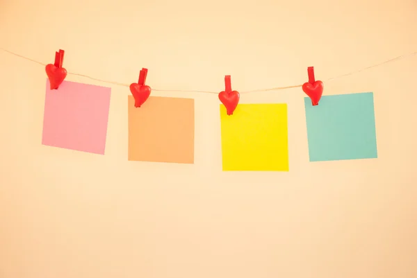 Blank sticky notes on a rope Stock Photo by ©david_franklin 65950077