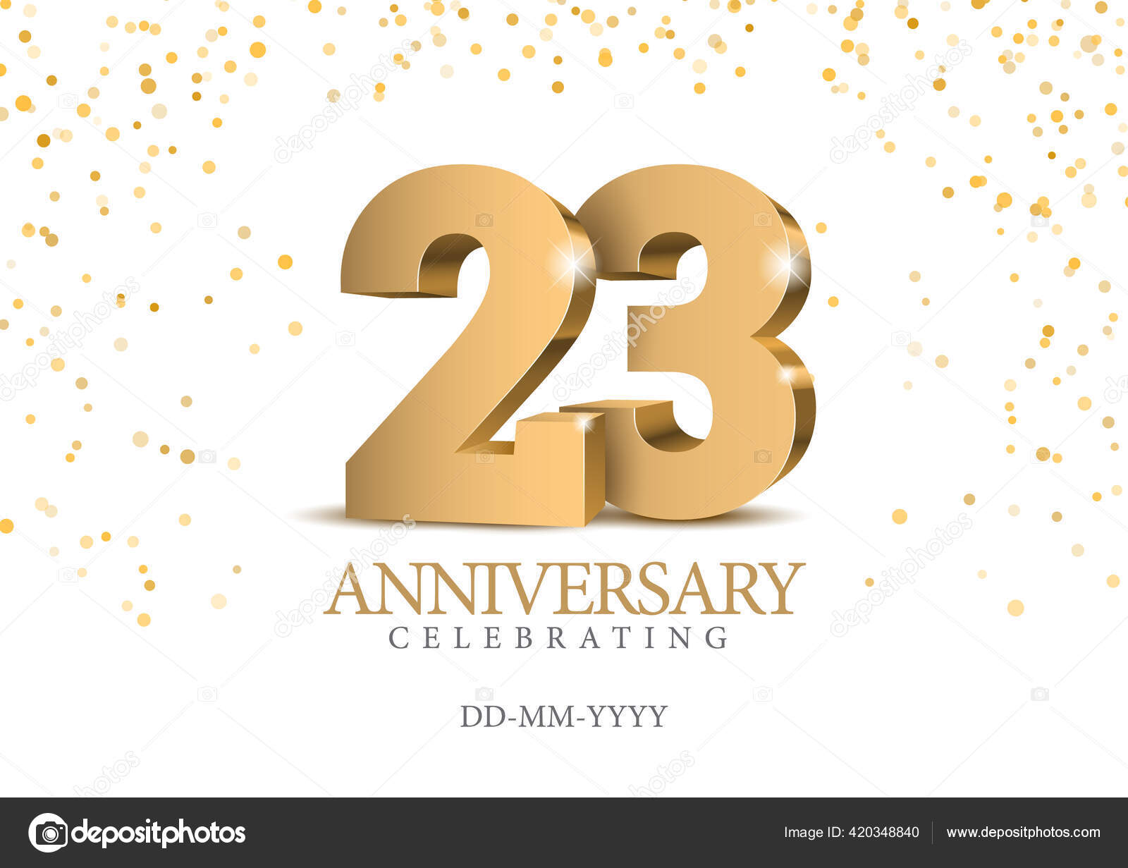 Anniversary Gold Numbers Poster Template Celebrating 23Th Anniversary ...