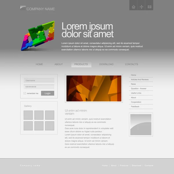 Gray Website Template 960 Grid. Stock Vector by ©Sooolnce 9139119