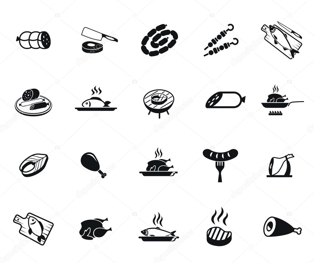 Meat and fish icons Stock Vector by ©lapuma 77257016
