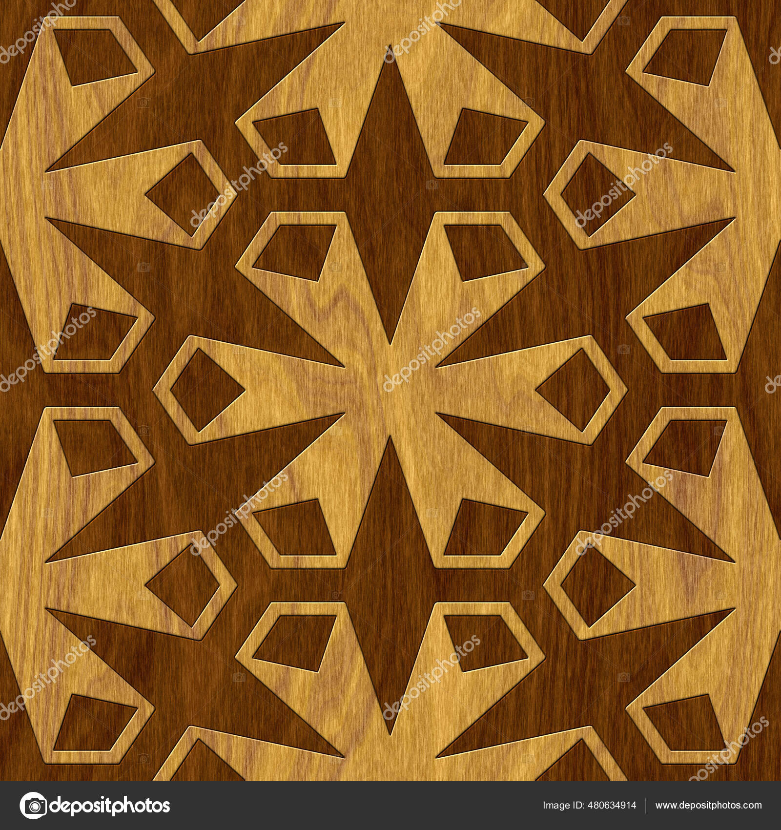 Carved Geometric Pattern Wood Background Seamless Texture Marquetry ...