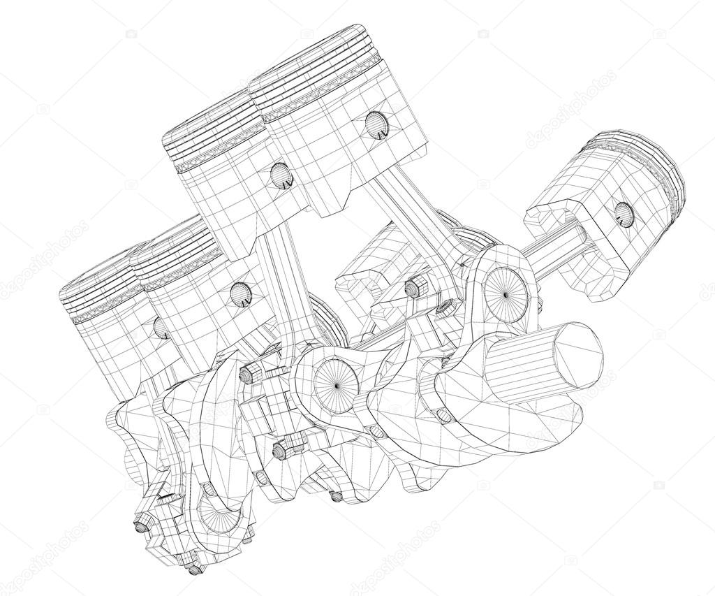 Pistons, V8 engine Stock Illustration by ©Podsolnukh #81723832