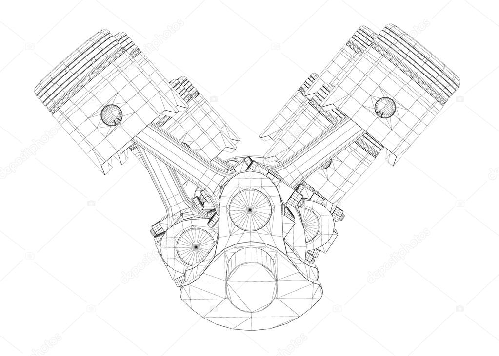 V8 Engine Sketch