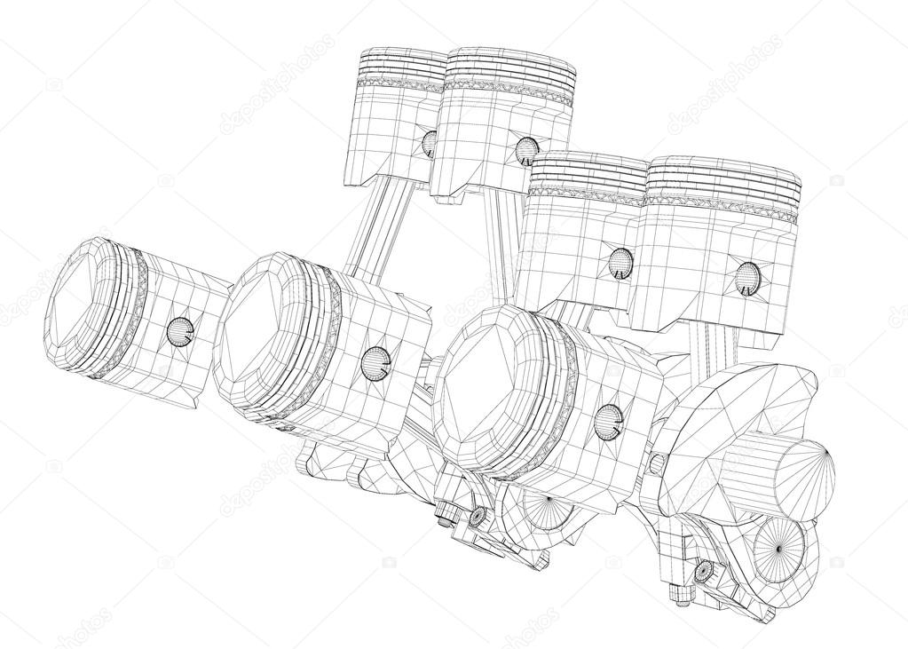Pistons, V8 engine Stock Illustration by ©Podsolnukh #81737244
