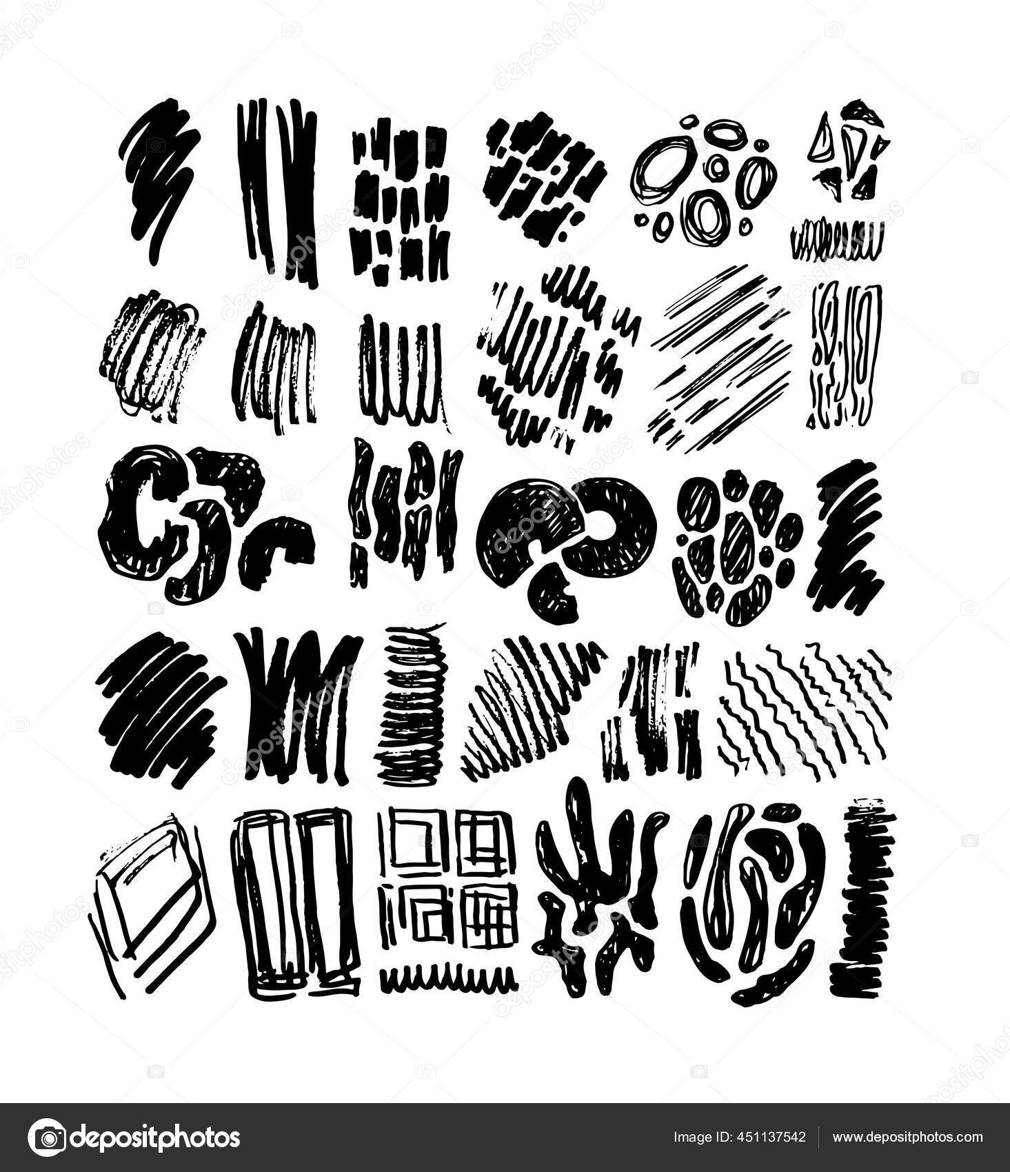 Mega Set Hand Drawn Splash Doodle Design Elements Template Poster Stock ...