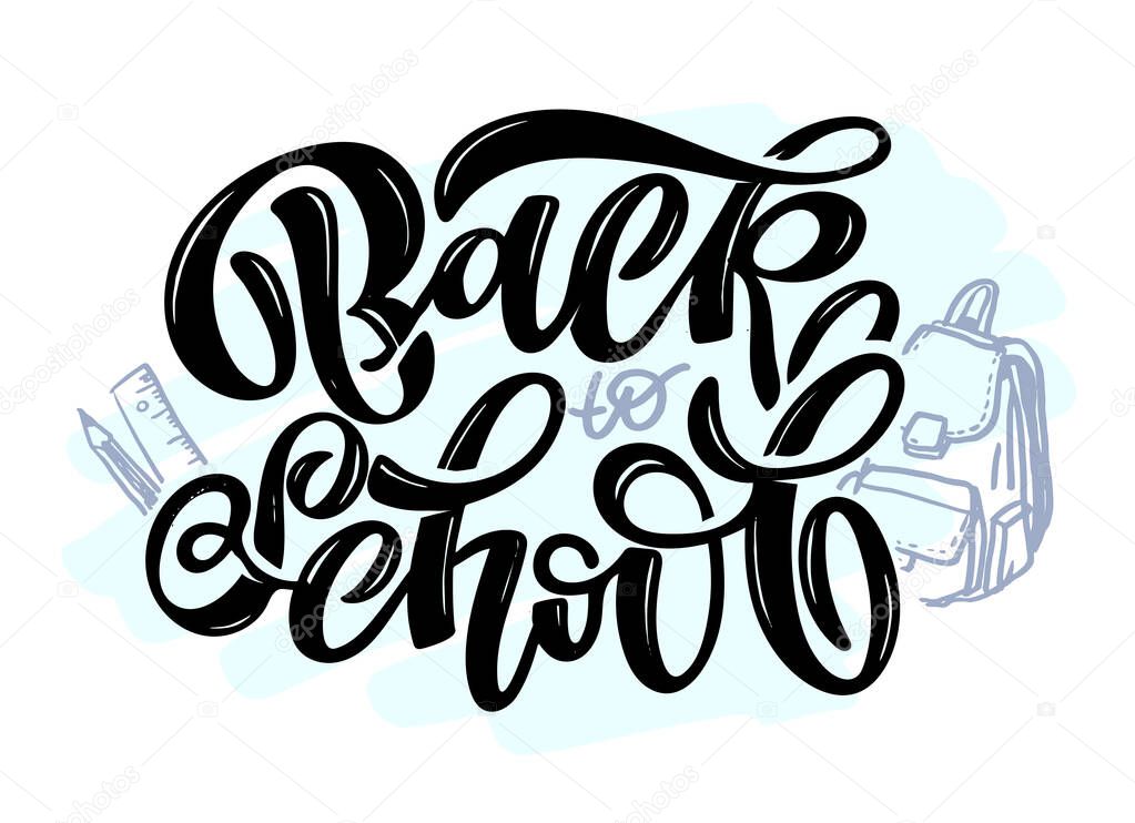 De vuelta a la escuela. Letras dibujadas a mano garabato arte etiqueta ...
