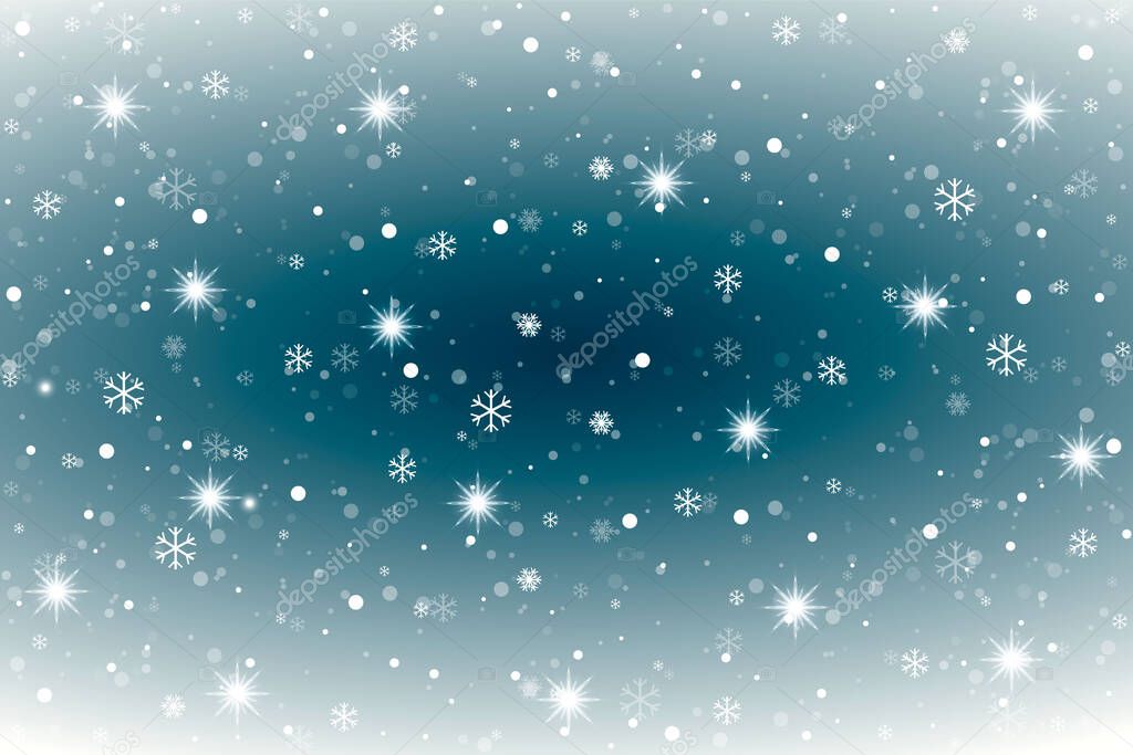 Copos de nieve sobre fondo azul. Ilustraci n vectorial para carteles de ...