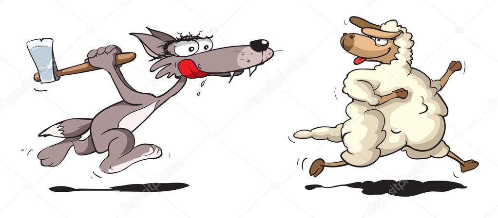 Wolf Chasing Sheep — Stock Vector © Lukaves 109633188
