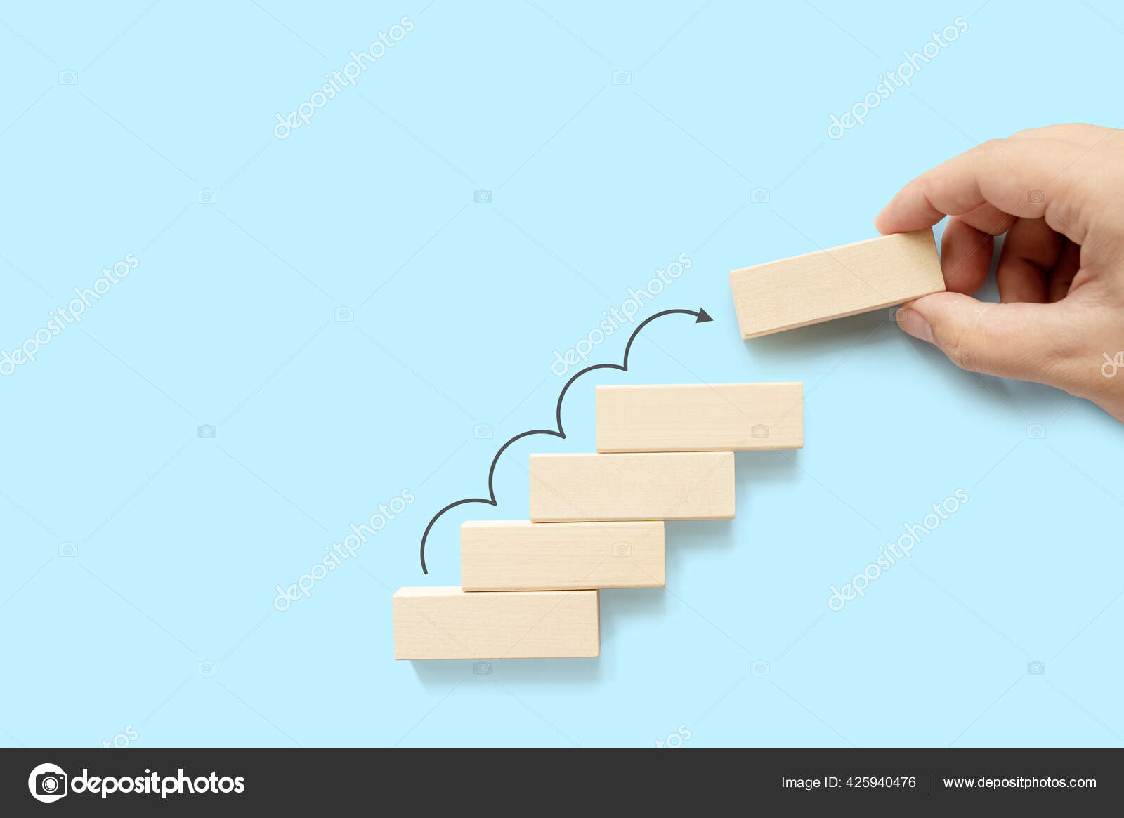 Ladder Career Path Business Growth Success Process Concept Hand ...