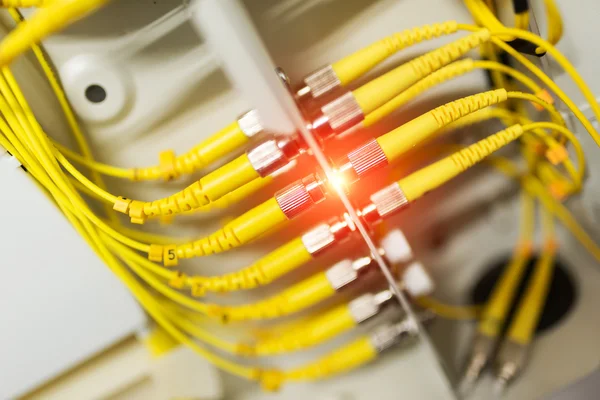 fiber optic with servers in a technology data center - Stock Image ...