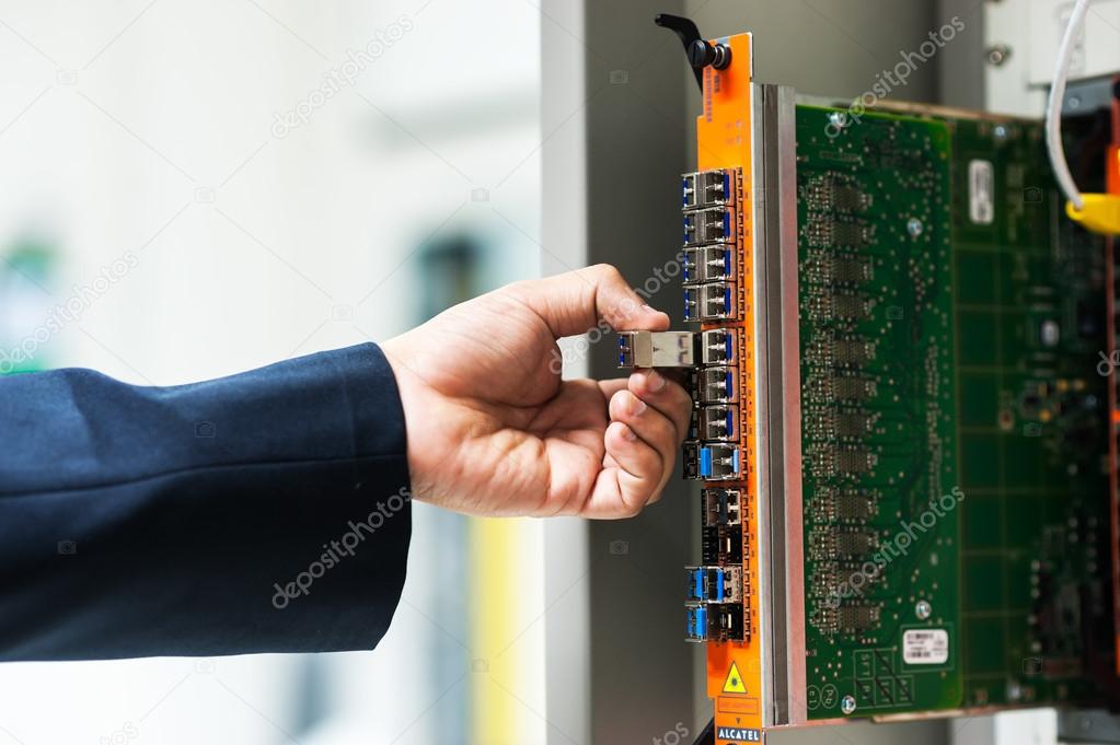 Fix network switch in data center room Stock Photo by ©cookiecutter ...