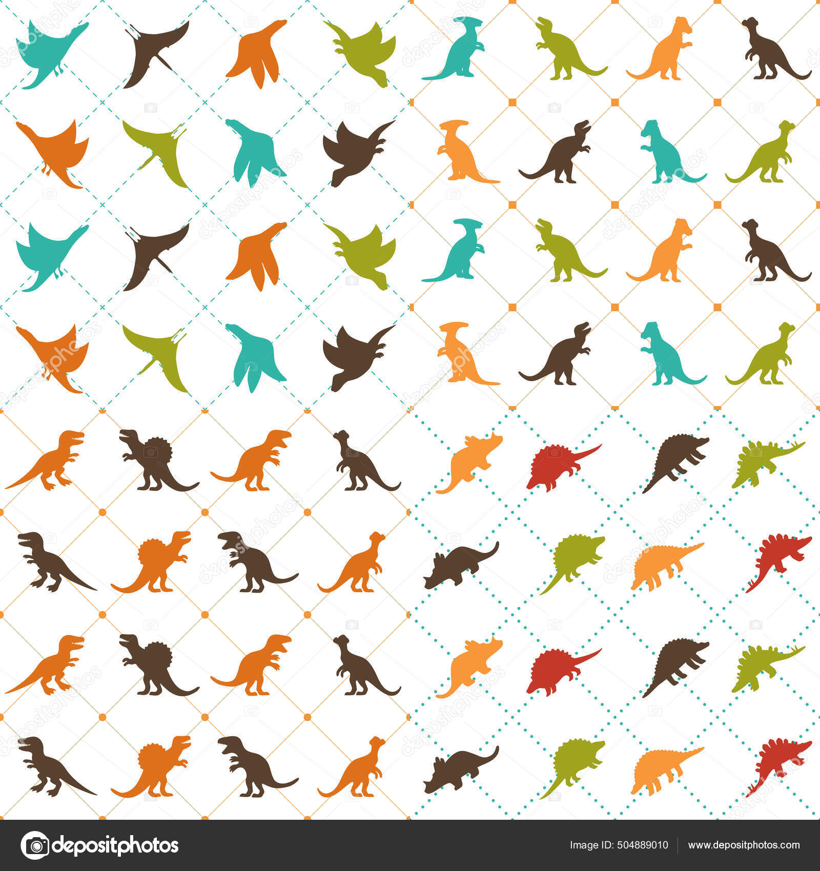 Dinosaur seamless pattern Vector. Tyrannosaurus, brontosaurus ...