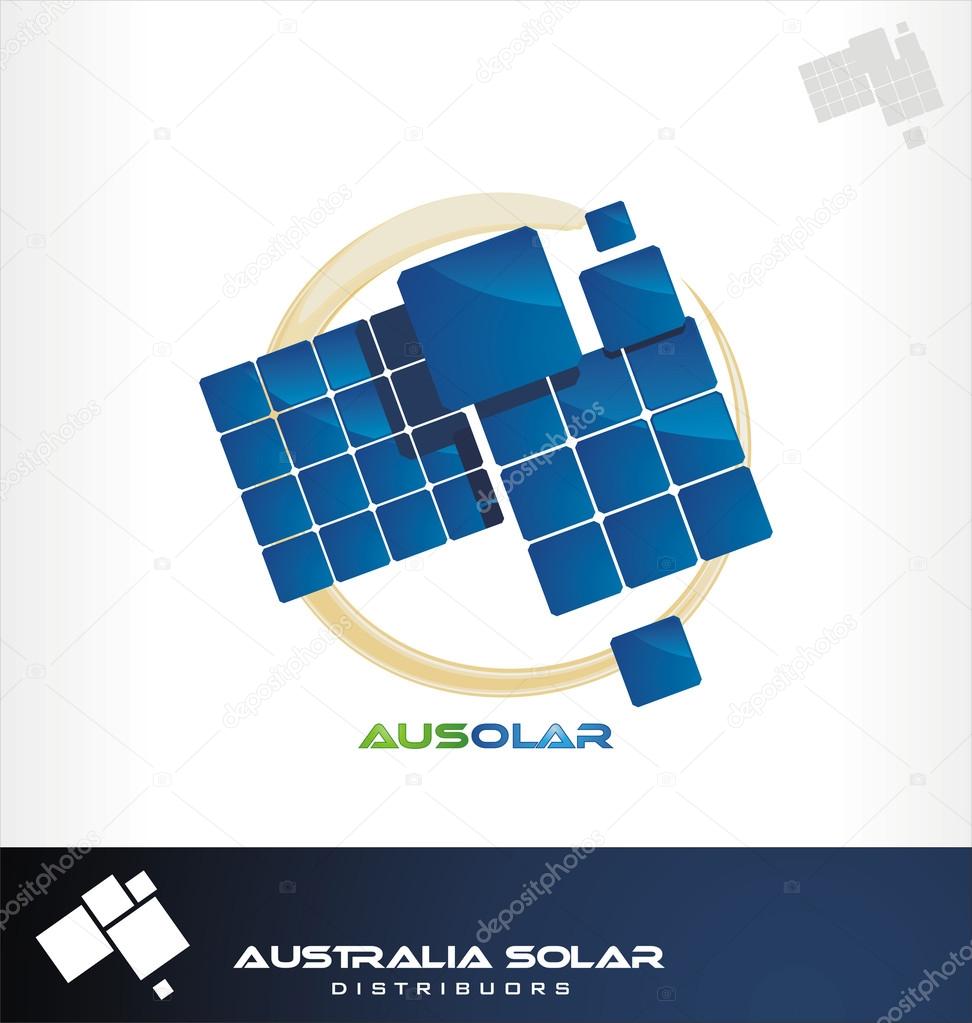 Panel solar en forma de Australia, panel solar, energía solar. Símbolos ...