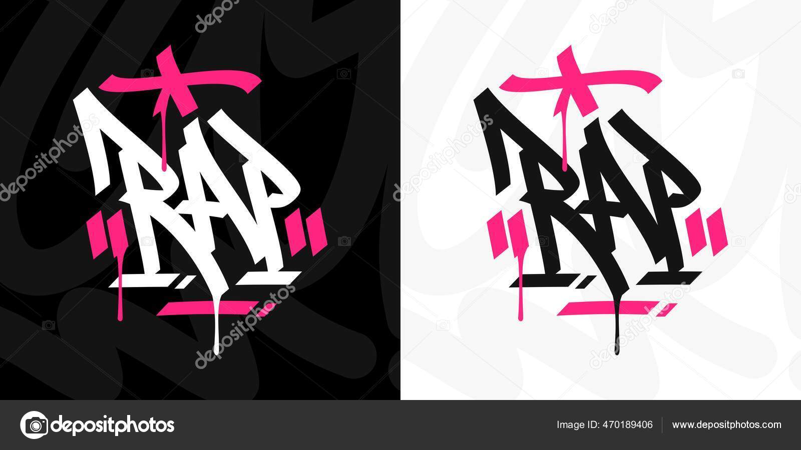 Hand Written Hip Hop Urban Graffiti Style Word Rap Vector Illustration ...