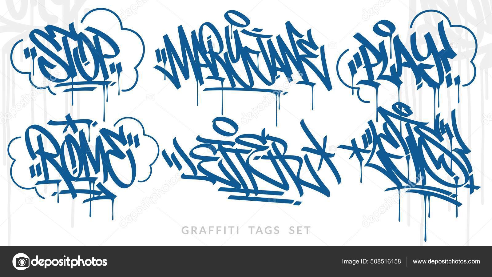 Resumen Azul Escrito a mano Hip Hop Urbano Calle Arte Graffiti Estilo ...