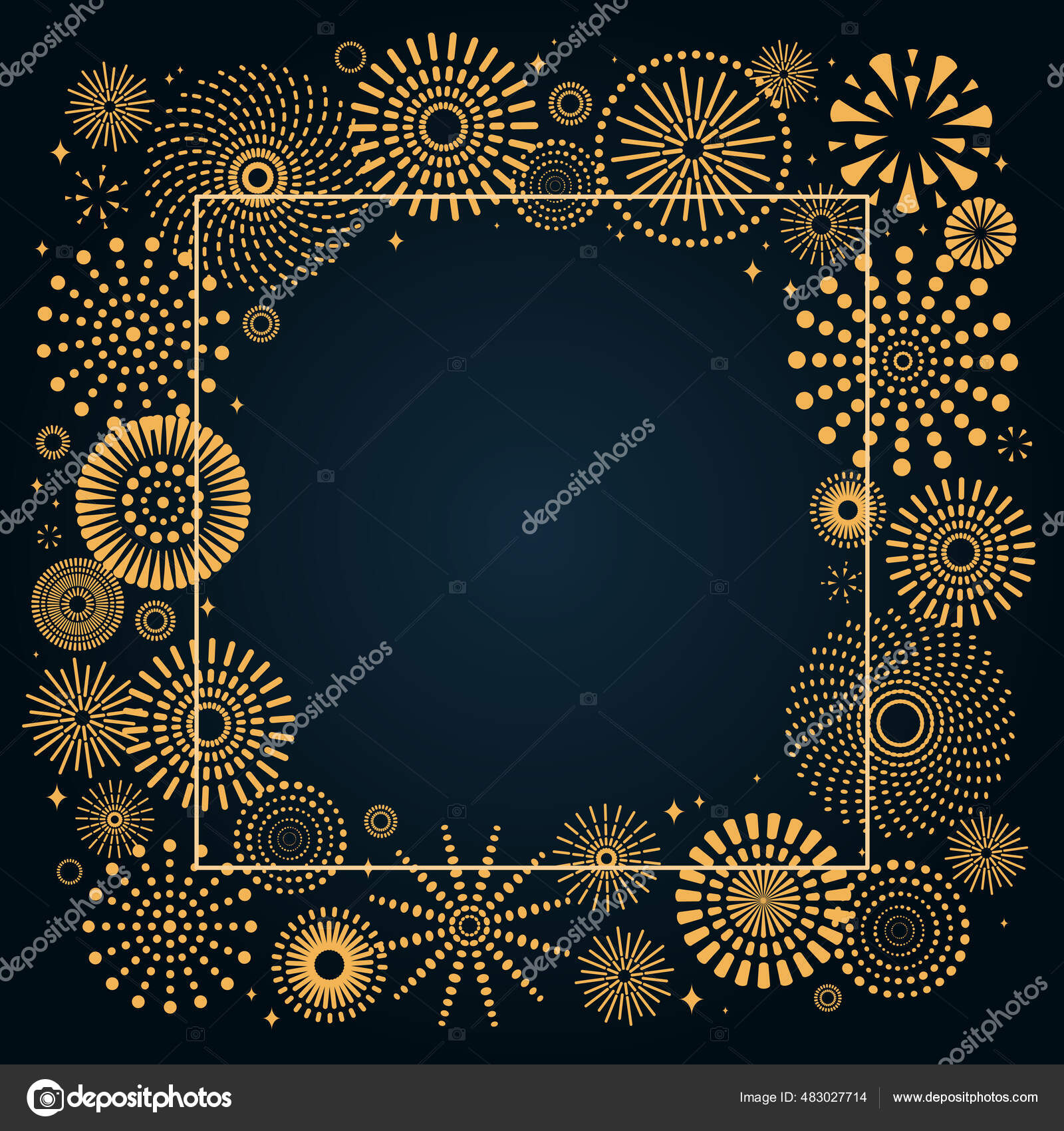 Golden fireworks frame on dark background Stock Vector Image by ©Maria ...
