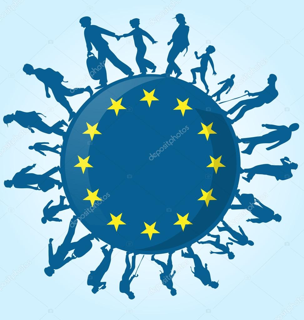 Immigration people on european symbol Stock Vector by ©Doom.ko 100540912
